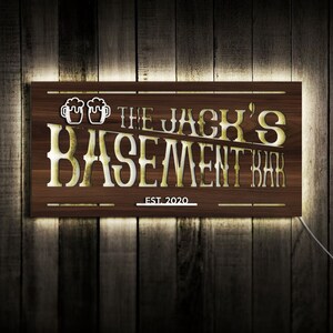 Personalized LED Light Wooden Bar Sign Custom Embossed Wood - Etsy