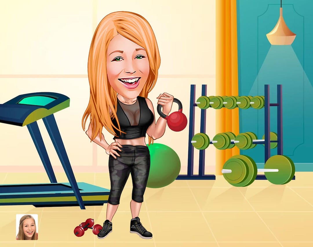 Personalized Fitness, Trainer Cartoon Drawing, Custom Cartoon Drawing ...
