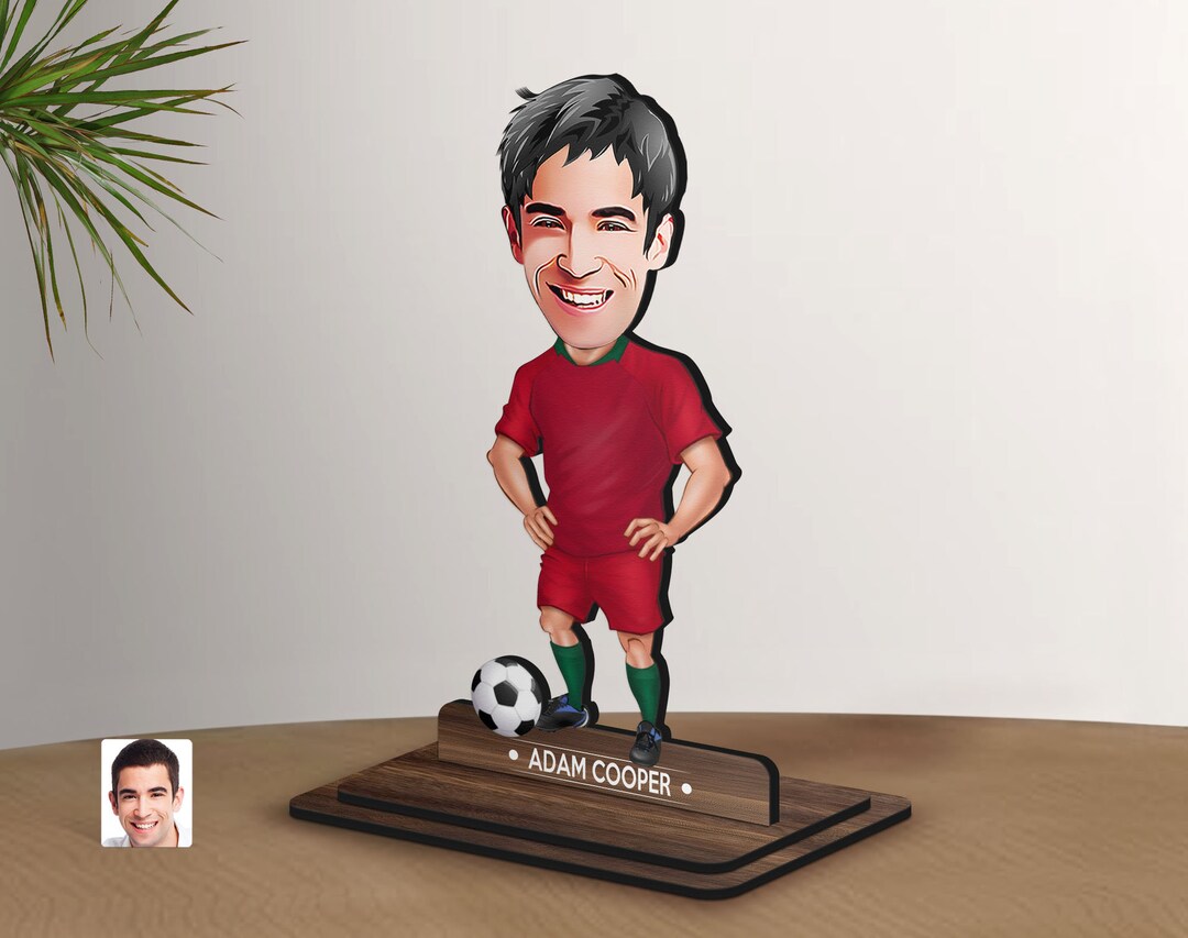 Personalized 3D Wooden Cartoon Soccer Figurine Trinket, Christmas Gift ...