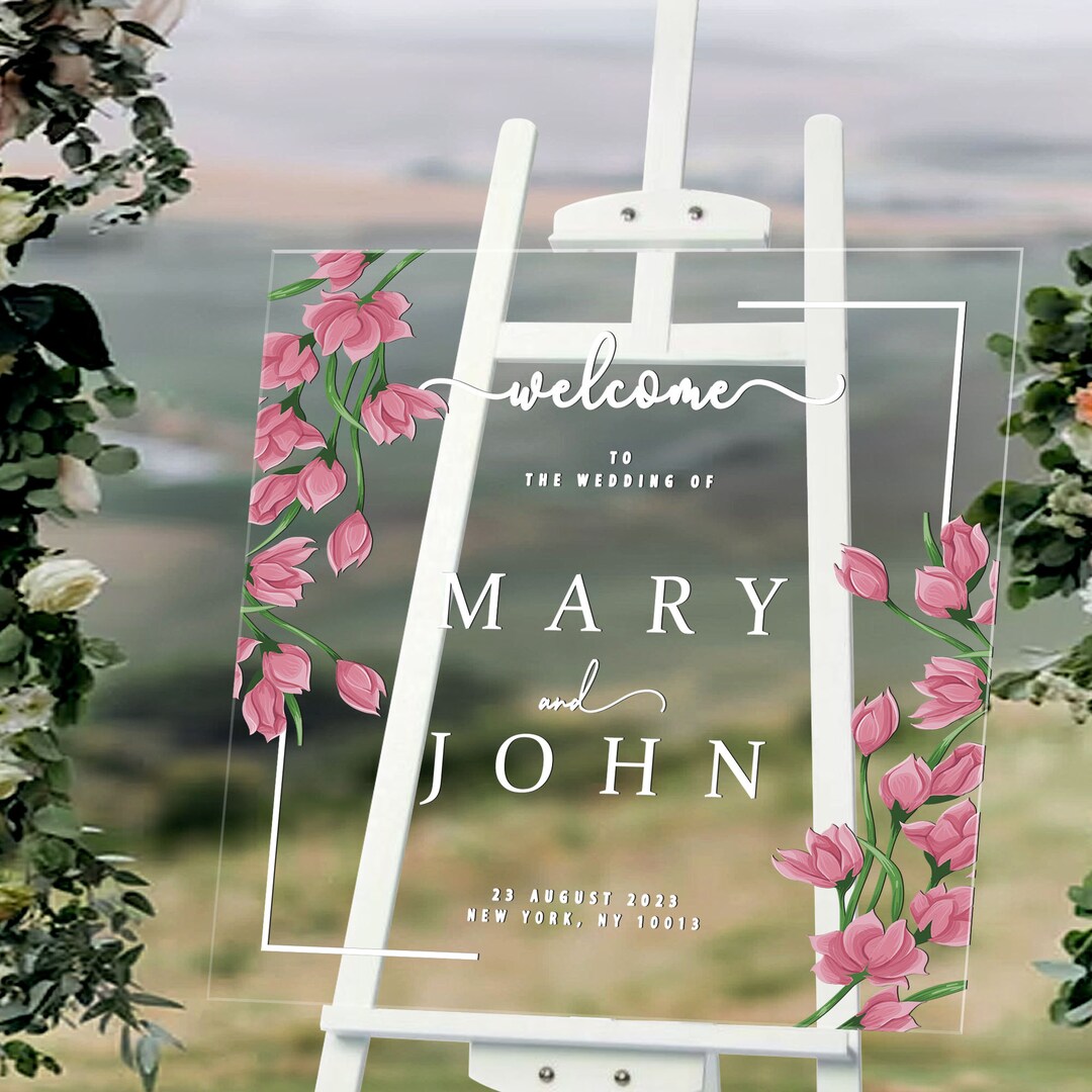 Personalised Clear Acrylic Welcome Wedding Sign, Modern Welcome Sign ...