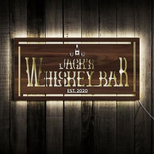 Personalized LED Light Wooden Bar Sign Custom Embossed Wood - Etsy