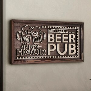 Personalized Handmade Oak Tree Bar Sign Custom Wood Bar Sign - Etsy