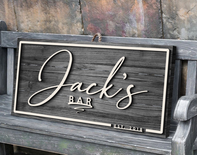 Personalized Bar Sign Wooden Sign Gift Custom Wood Sign - Etsy