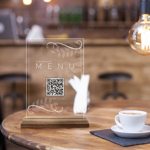 Custom Made QR Code Menu Sign, Custom Natural Wood and Acrylic ...