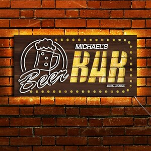 Personalized LED Light Wooden Bar Sign, Custom Embossed Wood Bar Sign ...