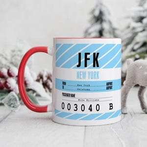 Personalized New York Airport Code Coffee Cup, Coffee Mug With Vintage ...