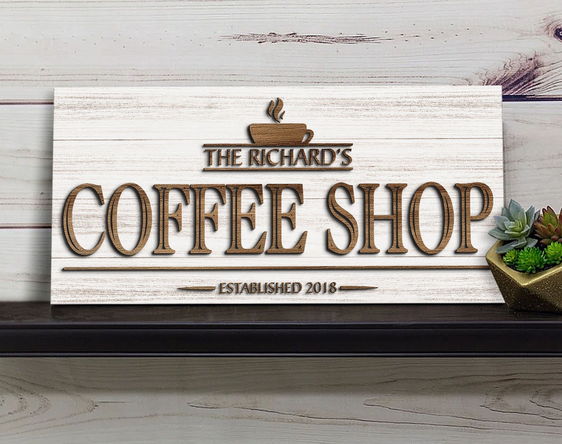 Personalized Coffee Bar Sign Wooden Sign Gift Custom Wood - Etsy