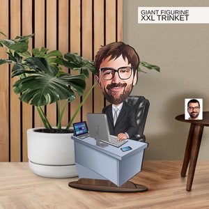 Personalized 3D Wooden Cartoon Boss CEO Oversized Figurine Trinket ...