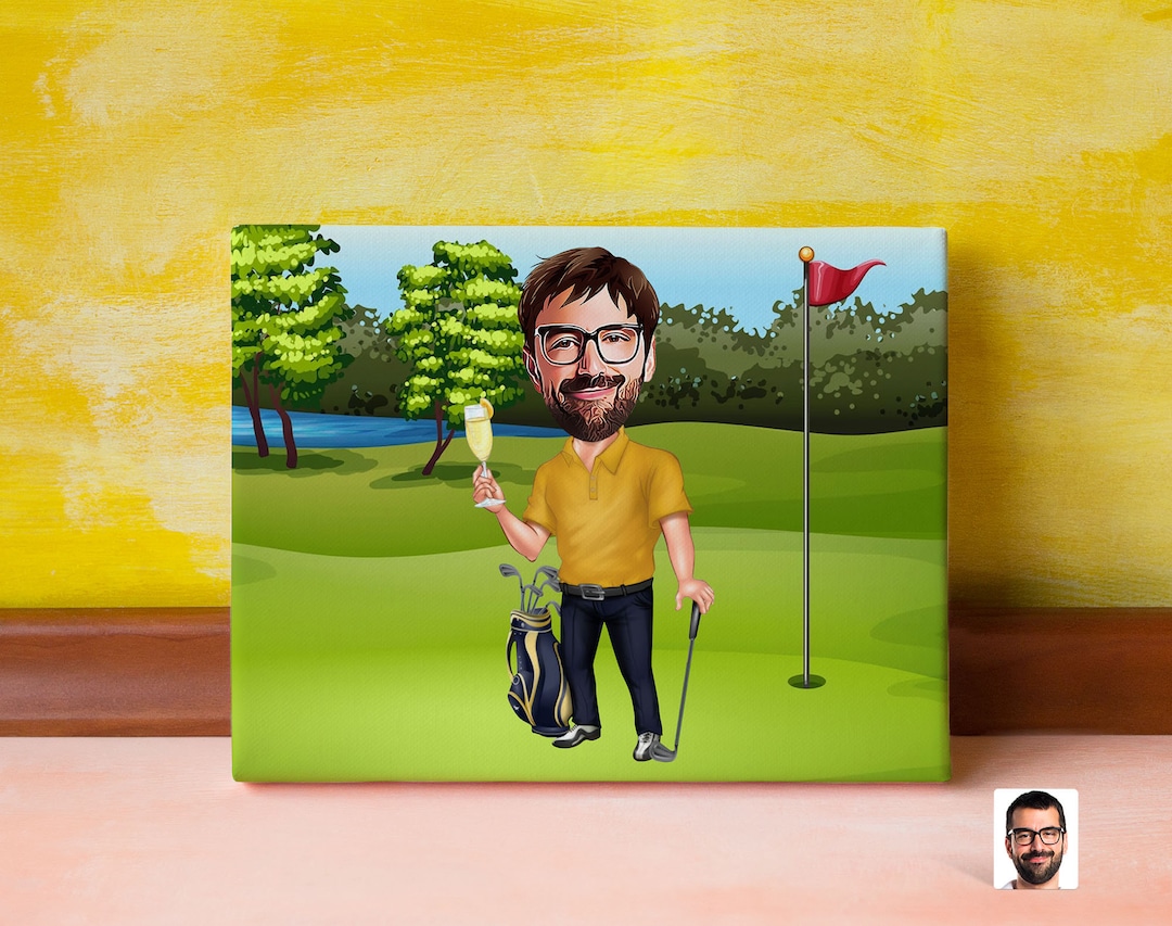 Personalized Golfer Caricature Drawing Cartoon From Photo - Etsy