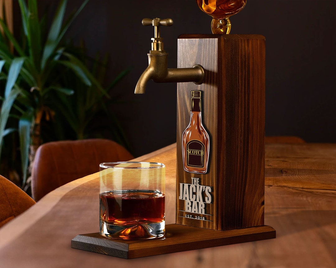 Personalized Embossed Named Wooden Whiskey Dispenser, Bar, Home Bar ...