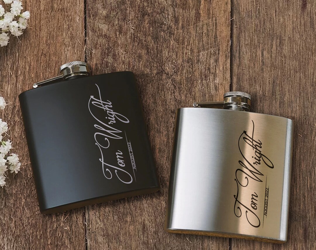 Personalized Laser Engraved Steel Hip Flask, Custom 6oz Hip Flask ...