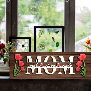 Personalized Embossed Wood Mom Sign, Gift for Mom, Custom Gift for Mom ...