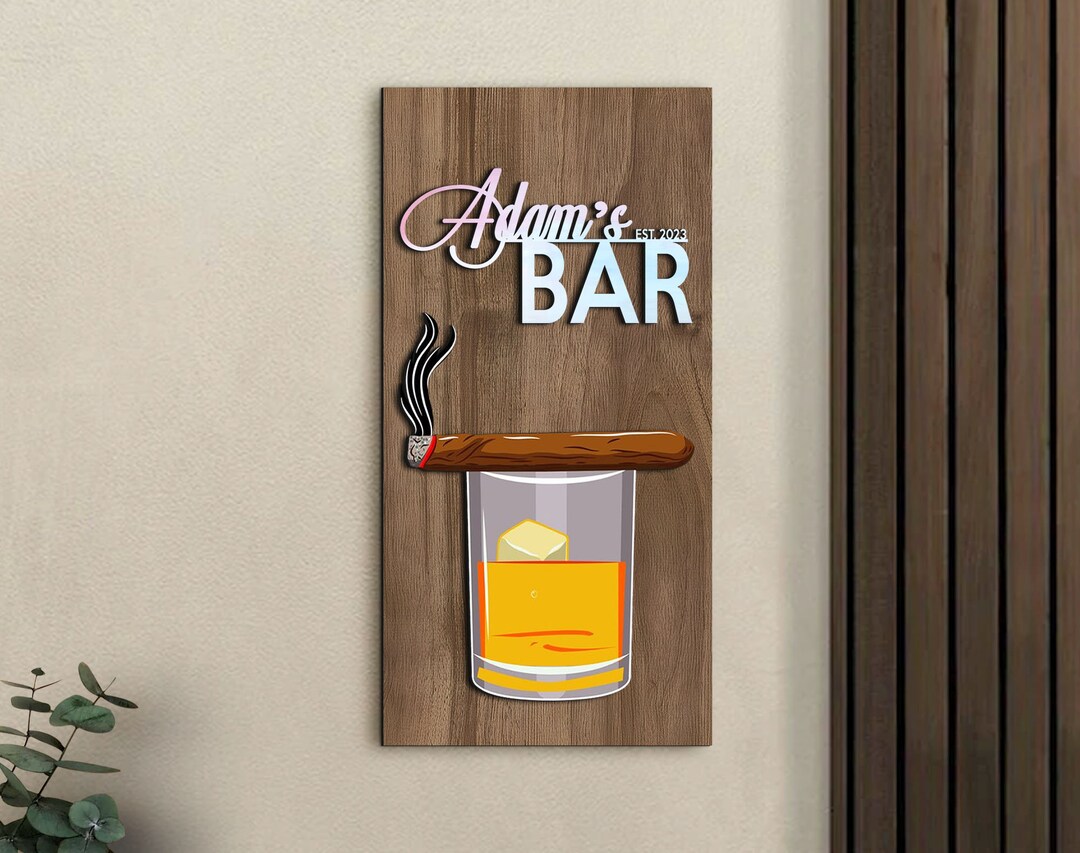 Personalized Modern Bar Sign, Basement Bar Sign, Custom Wood Bar Sign ...