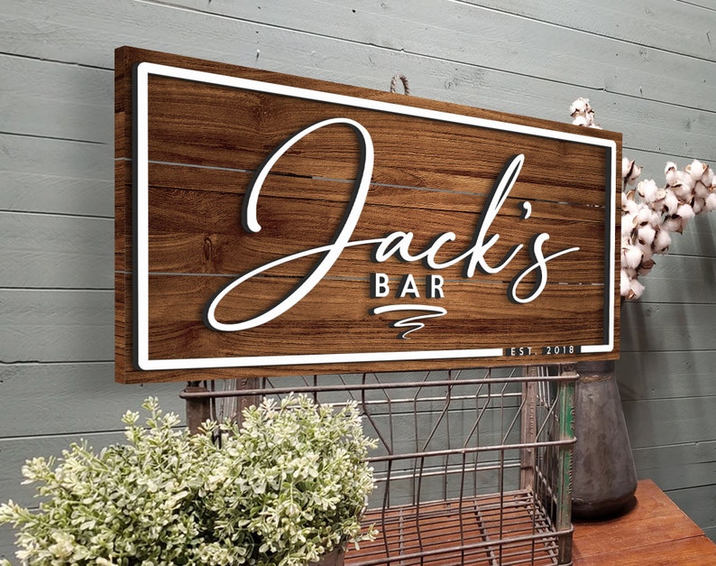 Personalized Bar Sign Wooden Sign Gift Custom Wood Sign - Etsy