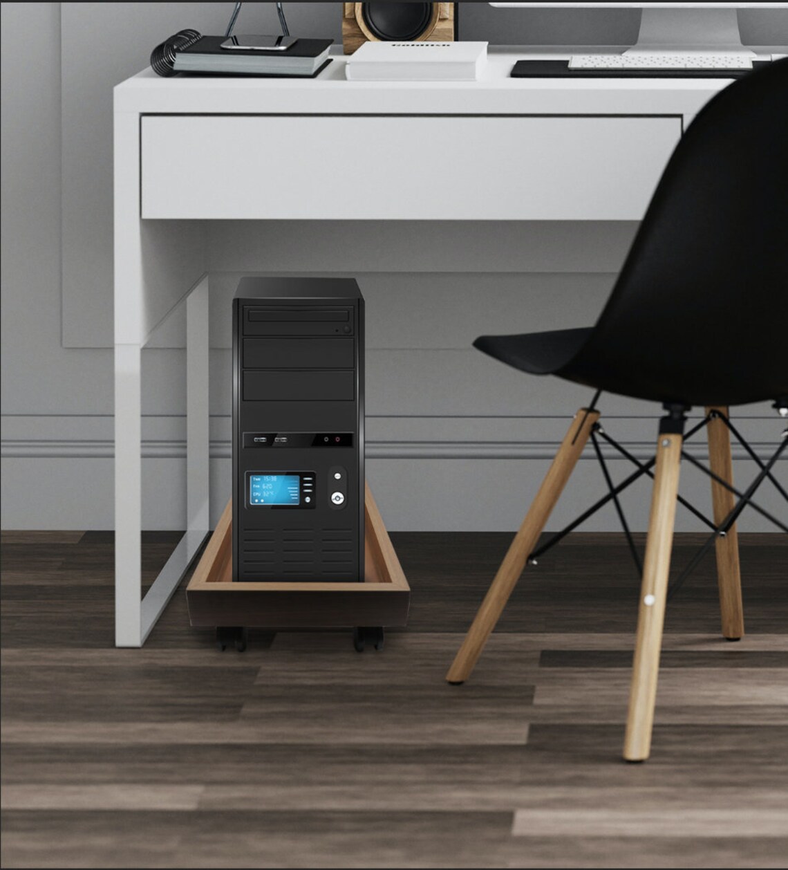 Wooden Computer Tower Stand PC Stand Wheeled Mobile CPU - Etsy