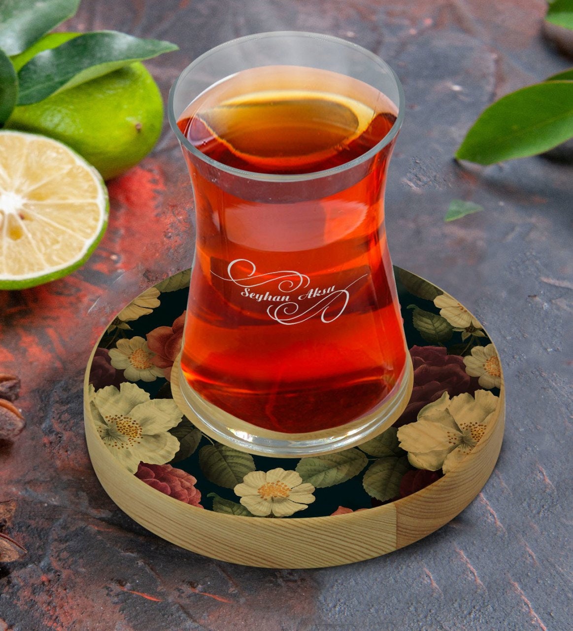 Personalized Turkish Arabian Tea Set With Special Wooden | Etsy