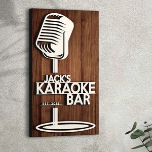 Personalized Wooden Karaoke Bar Sign, Custom Wood Sign, Personalized ...