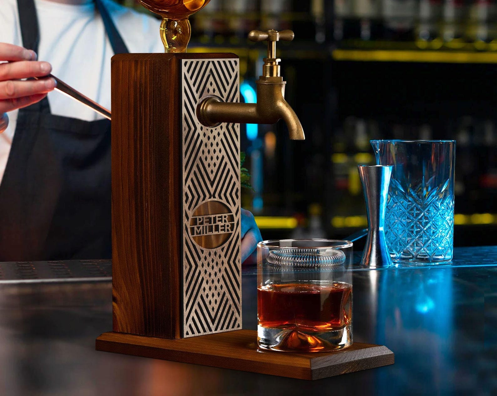 Personalized Embossed Name Wooden Whiskey Dispenser, Wood Dispenser ...