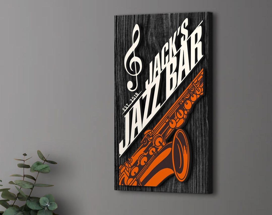 Personalized Wooden Jazz Bar Sign, Custom Wood Sign, Personalized Wood ...