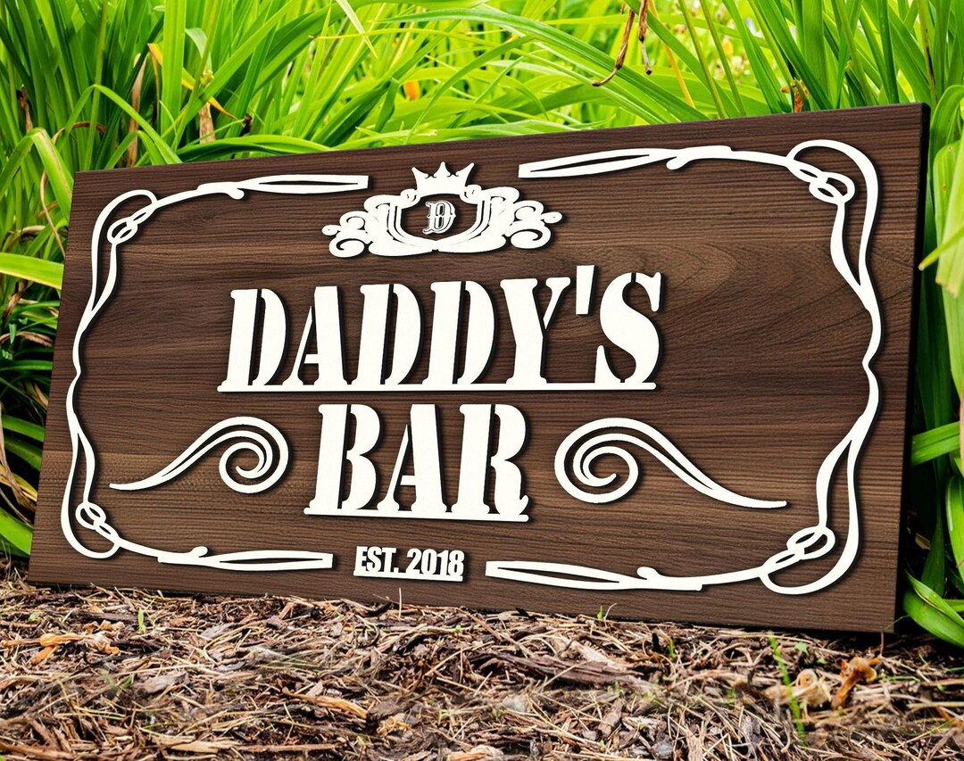 Personalized Dad Bar Sign, Wooden Sign Gift, Custom Wood Sign ...