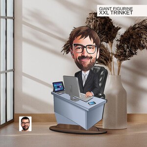 Personalized 3D Wooden Cartoon Boss CEO Oversized Figurine Trinket ...