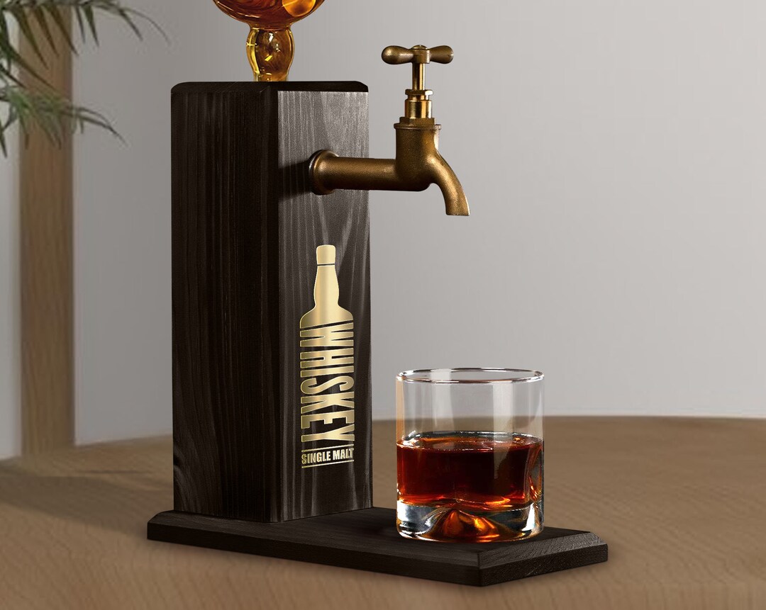 Natural Wooden Gilded Mirror Whiskey Dispenser, Alcoholic Drink ...