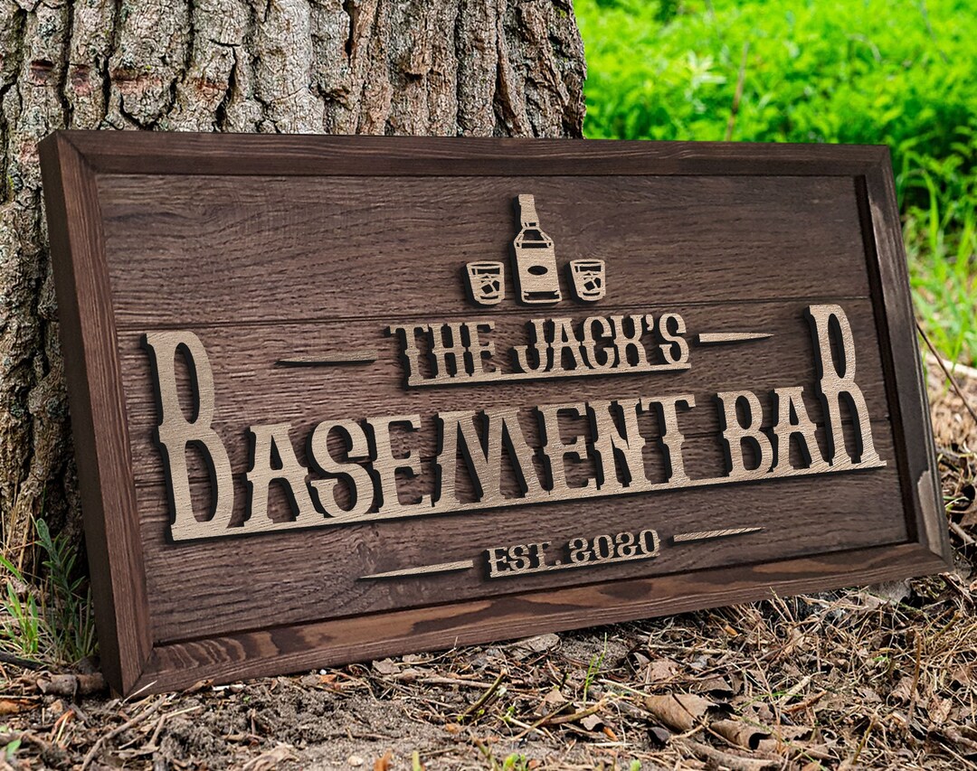 Personalized Handmade Oak Tree Bar Sign, Custom Wood Bar Sign, Bar and ...