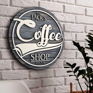 Personalized Coffee Bar Coffee Shop Sign Round Wooden Sign - Etsy
