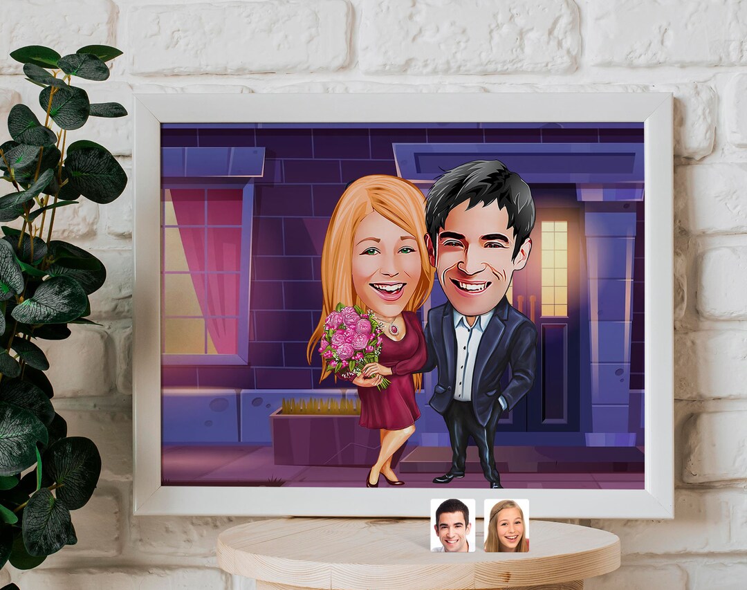 Personalized Cartoon Couple Drawing, Custom Cartoon Drawing, Cartoon ...