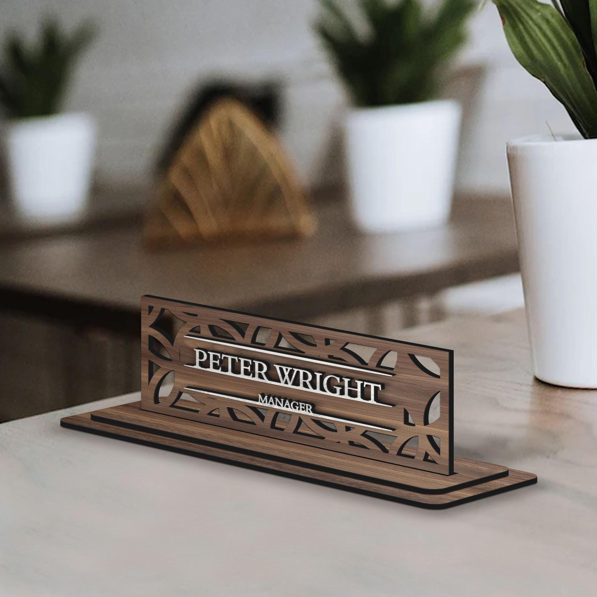 Personalized Handmade 3D Wooden Name Plate, Custom Laser Cut Table Name ...