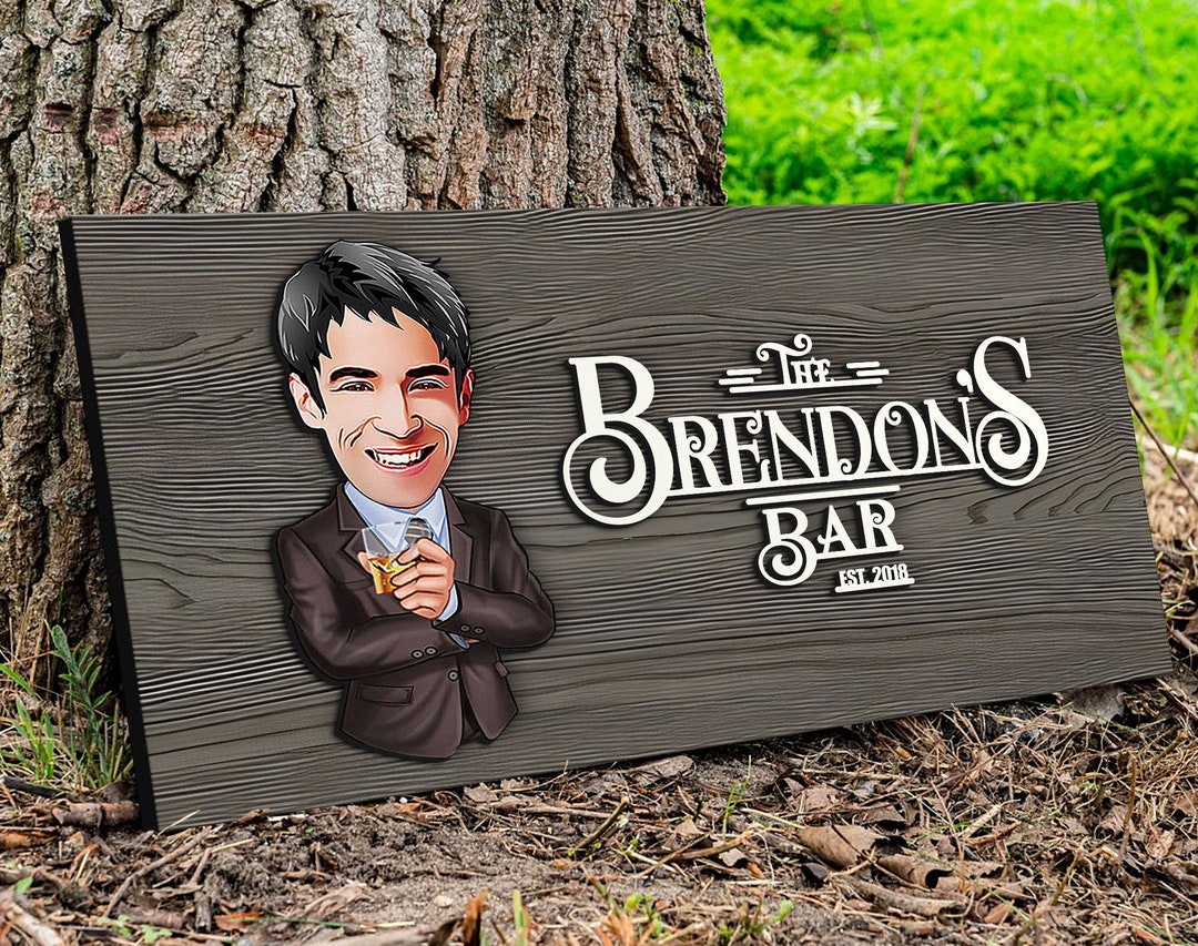 Personalized Cartoon Wood Bar Sign, Custom Wood Sign, Personalized Wood ...