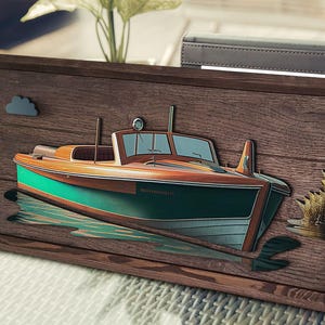 Handmade Oak Tree Boat / Sailboat Wood Painting, Custom Wood Wall Art ...