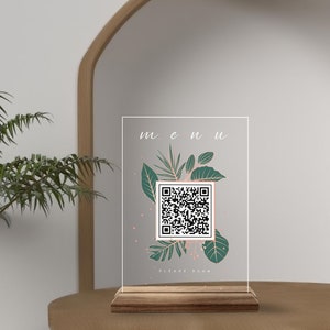 Custom Made QR Code Menu Sign, Custom Natural Wood and Acrylic ...
