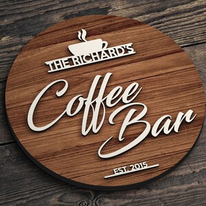 Personalized Coffee Bar Coffee Shop Sign Round Wooden Sign - Etsy