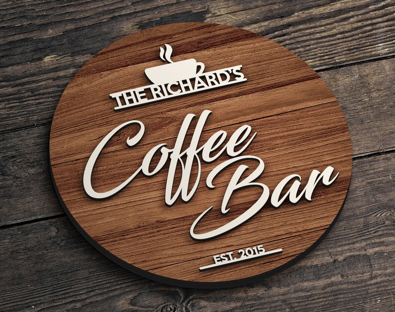 Personalized Coffee Bar Coffee Shop Sign Round Wooden Sign - Etsy