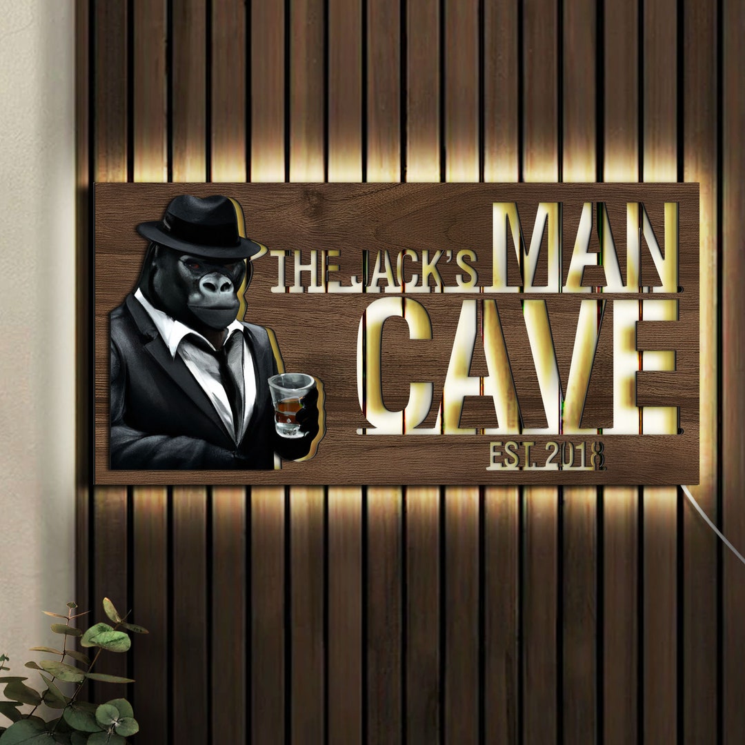 Personalized LED Light Wooden Bar Sign, Custom Embossed Wood Bar Sign ...