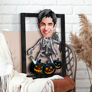 Customizable 3D Wooden Cartooned Halloween Skeleton Man Painting ...