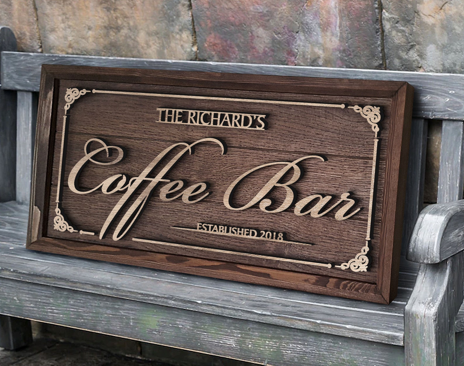 Personalized Handmade Oak Tree Coffee Shop Sign Custom Wood - Etsy