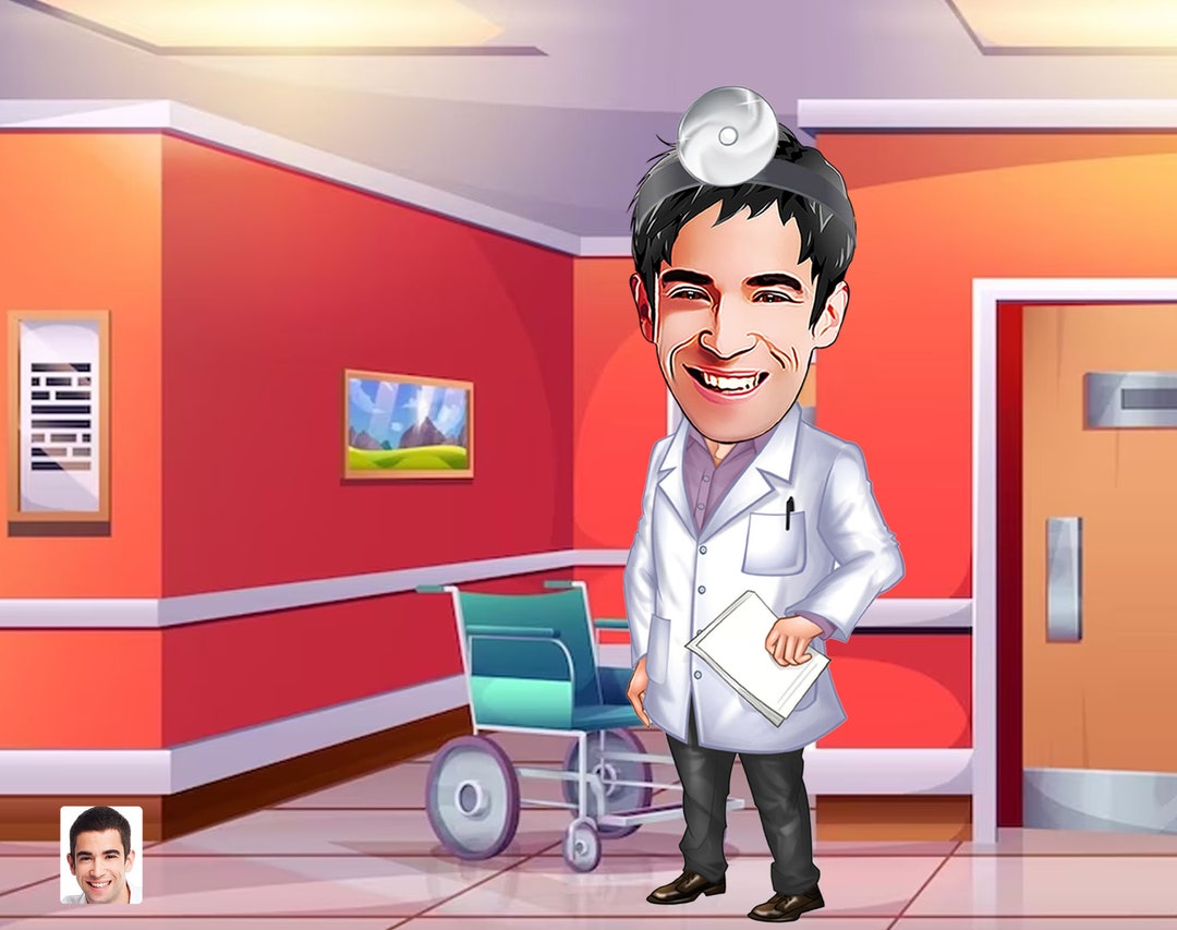 Personalized Doctor Cartoon Drawing, Custom Physician Cartoon Drawing ...