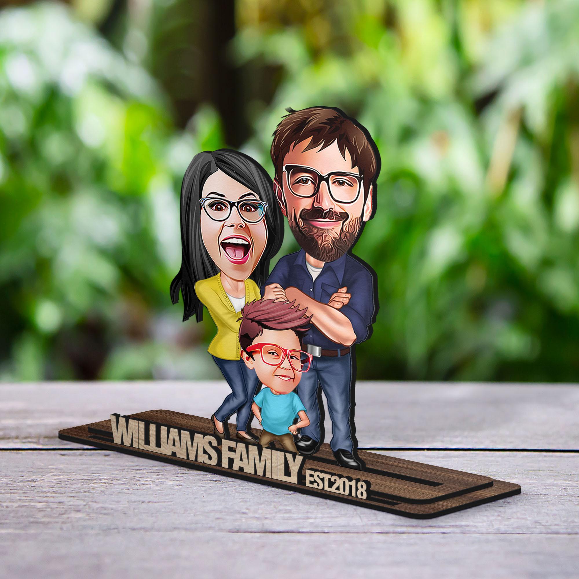Personalized 3D Wooden Cartooned Family Figurine Trinket, Custom ...