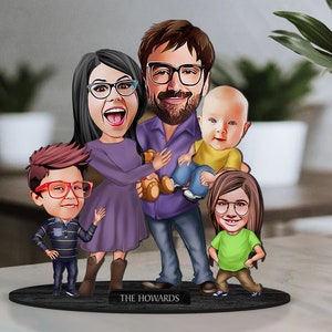 Personalized 3D Wooden Cartooned Family Figurine Trinket, Custom ...
