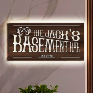 Personalized LED Light Wooden Bar Sign Custom Embossed Wood - Etsy