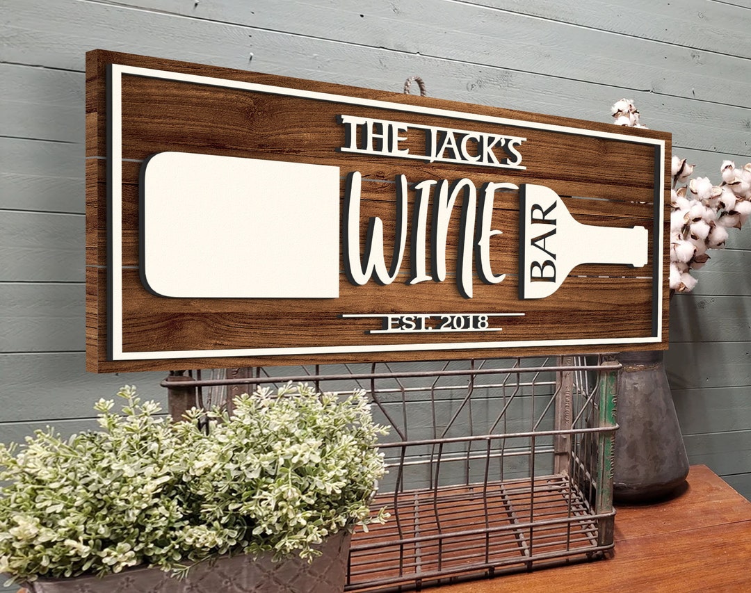 Custom Natural Wood Bar Sign, Personalized Pub Sign, Wine Bar Sign, Bar ...