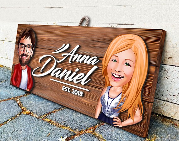 Custom Cartoon Family Name Sign Wood Sign Family Sign Home - Etsy