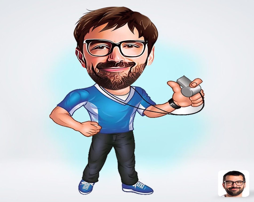 Personalized Male Trainer Drawing / Male Coach Cartoon Drawing ...