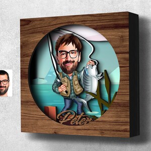 Personalized Fisherman 3D Handcrafted Six Layered Wooden Shadow Box ...
