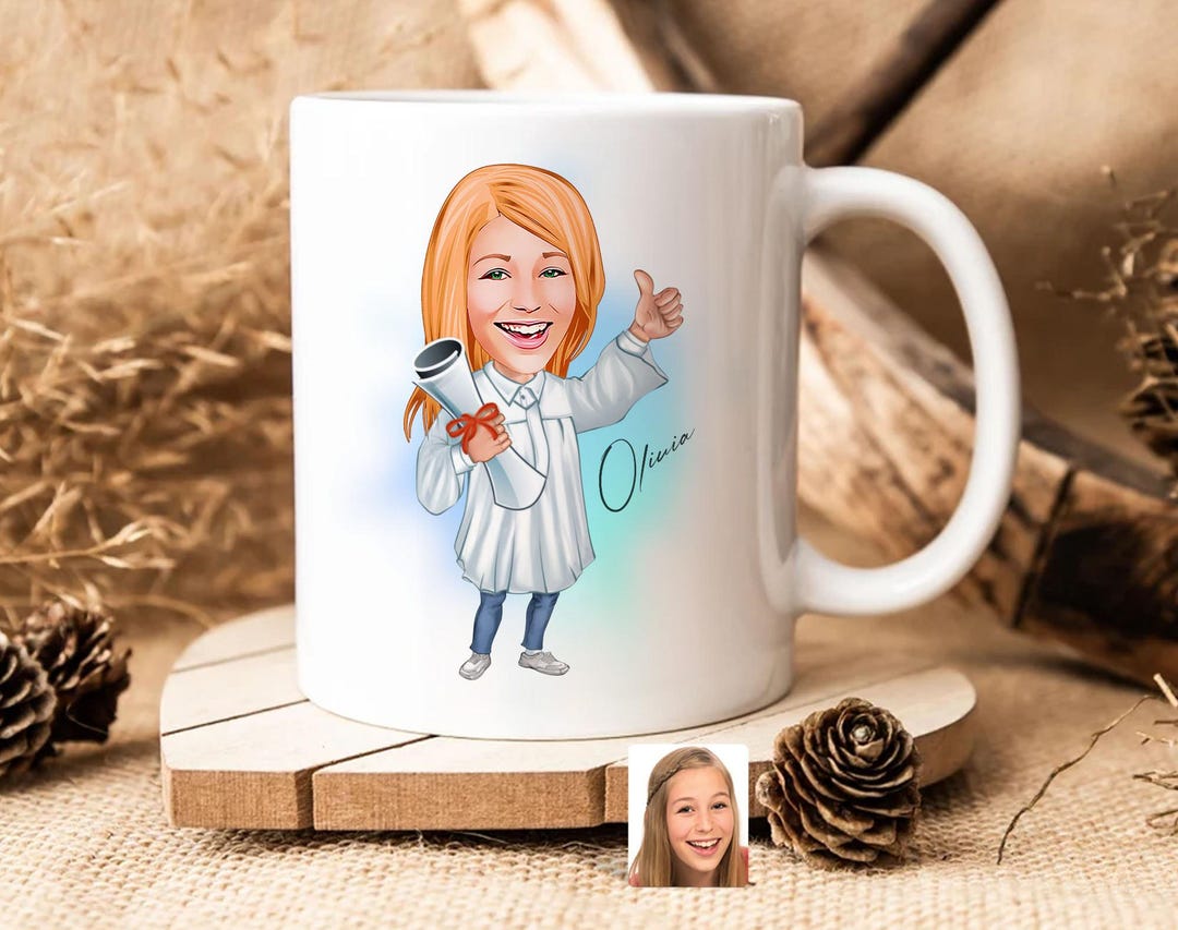 Personalized Coffee Mug With Graduation Caricature Portrait Drawing ...