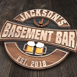Personalized Bar Sign, Round Wooden Sign, Custom Wood Sign, Home Bar ...