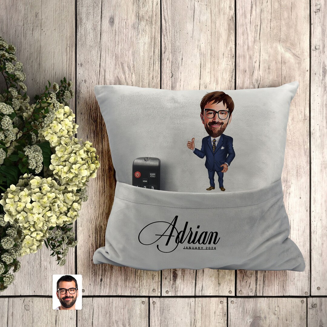 Personalized Boss Cartoon Pillow With Pockets, Custom Fluffy Pillow ...