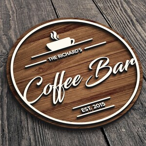 Personalized Coffee Bar Coffee Shop Sign Round Wooden Sign - Etsy